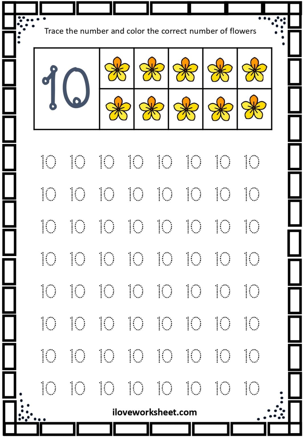 Kindergarten Number tracing and 10 frame count and color Free PDF - I ...