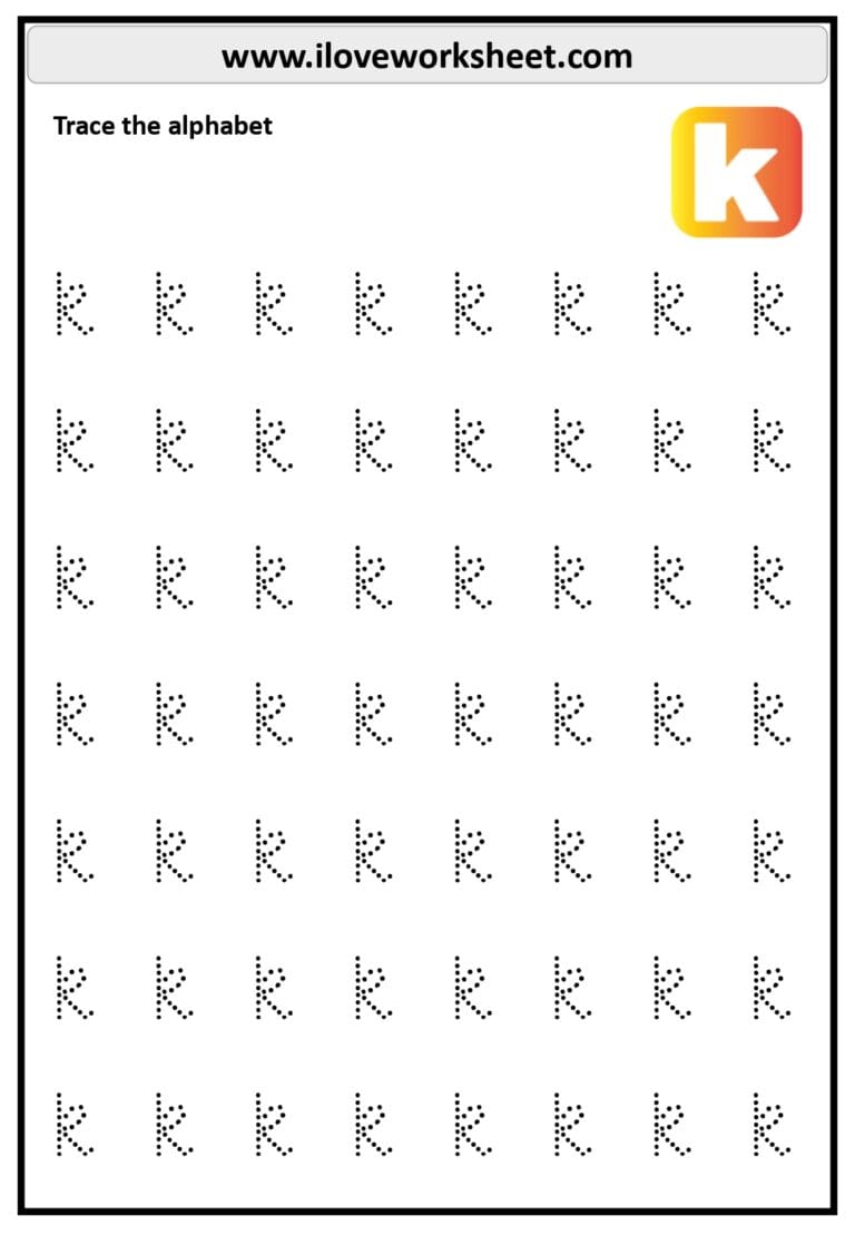 Kindergarten lowercase a to z tracing free PDF - I Love Worksheet