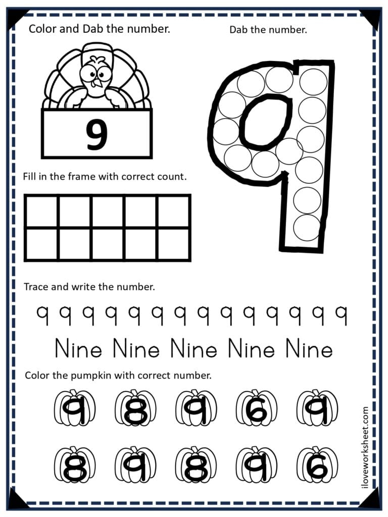 Kindergarten Numbers 1 to 10 identification, writing and tracing free ...